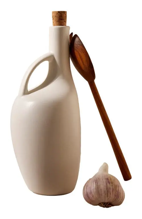 GHARYAN STONEWARE Olive Oil Bottle Canard - White