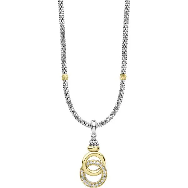 Lagos Signature Caviar Diamond Pendant Necklace - Two-tone