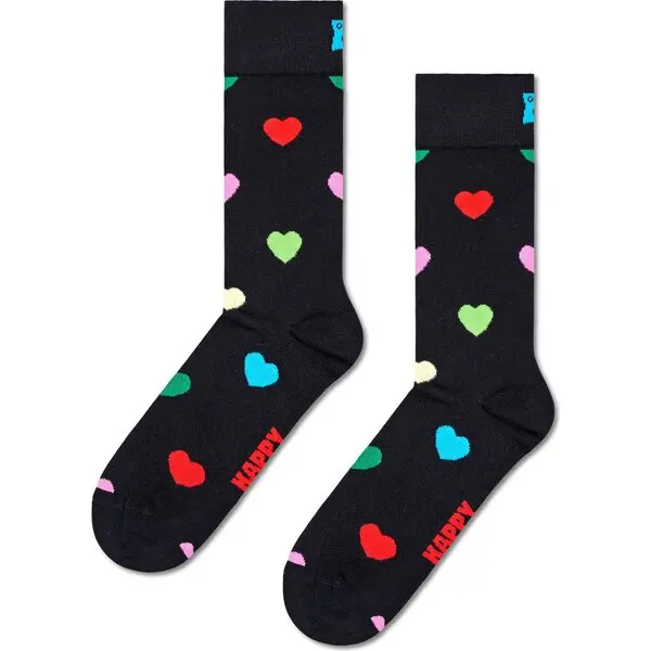 Happy Socks Heart Crew Socks - Black