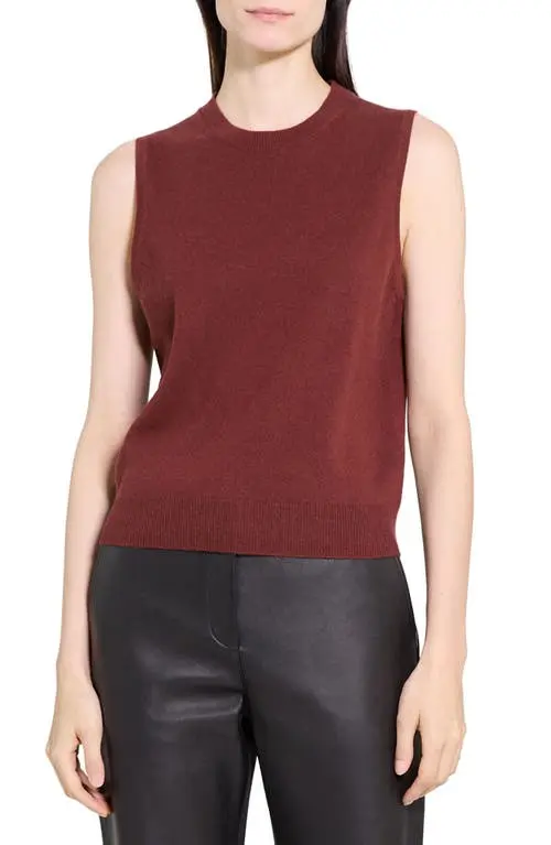 Theory Cashmere Sleeveless Sweater - Oxblood Red - 2py