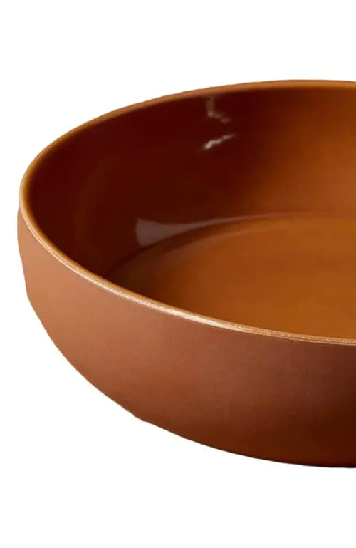 GHARYAN STONEWARE Shallow Stoneware Serving Bowl - Terracotta
