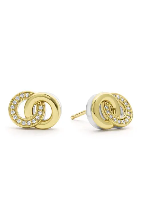 Lagos Signature Caviar Interlocking Stud Earrings - Two-tone
