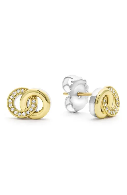 Lagos Signature Caviar Interlocking Diamond Stud Earrings