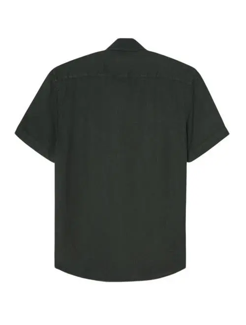 Robert Talbott Morgan Short Sleeve Linen Shirt - Dark Olive
