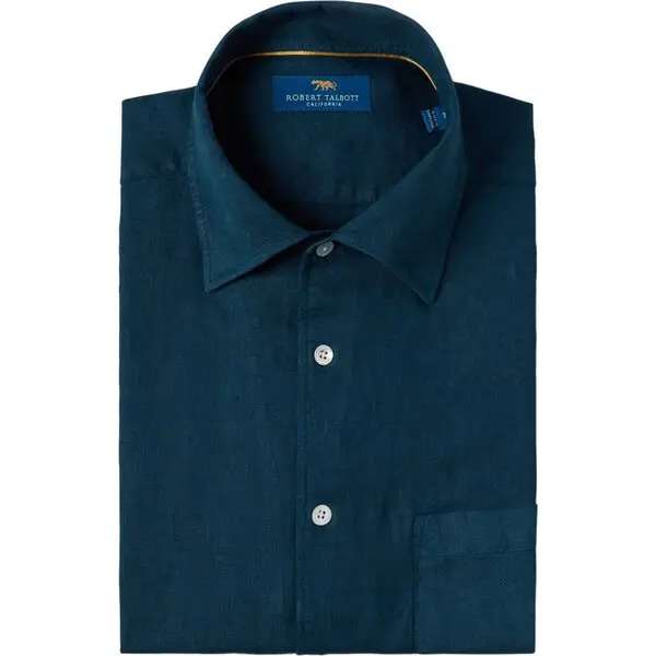 Robert Talbott Morgan Short Sleeve Linen Shirt - Indigo Blue