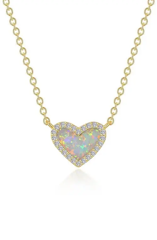 Lafonn Simulated Opal & Simulated Diamond Heart Pendant Necklace - White