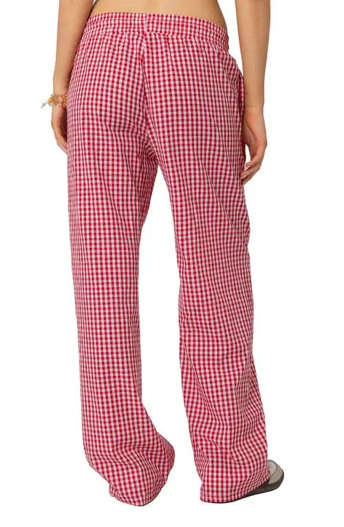 EDIKTED Taya Gingham Low Rise Drawstring Pants