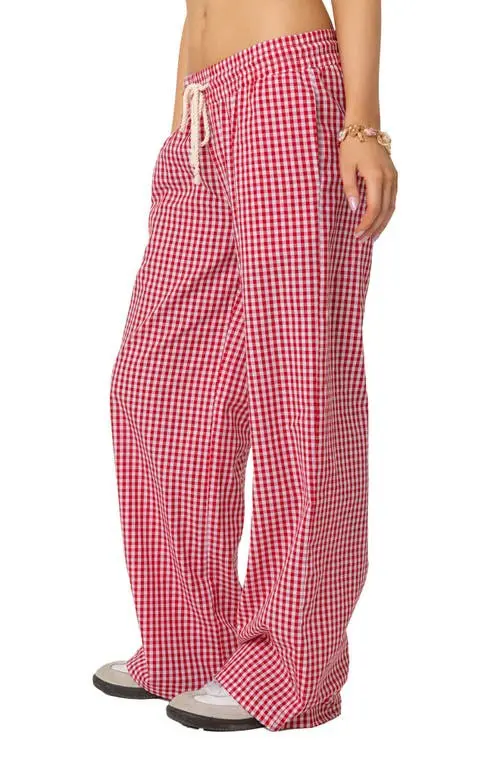 EDIKTED Taya Gingham Low Rise Drawstring Pants
