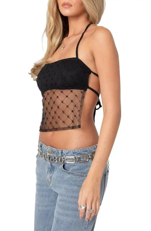 EDIKTED Beaded Halter Top