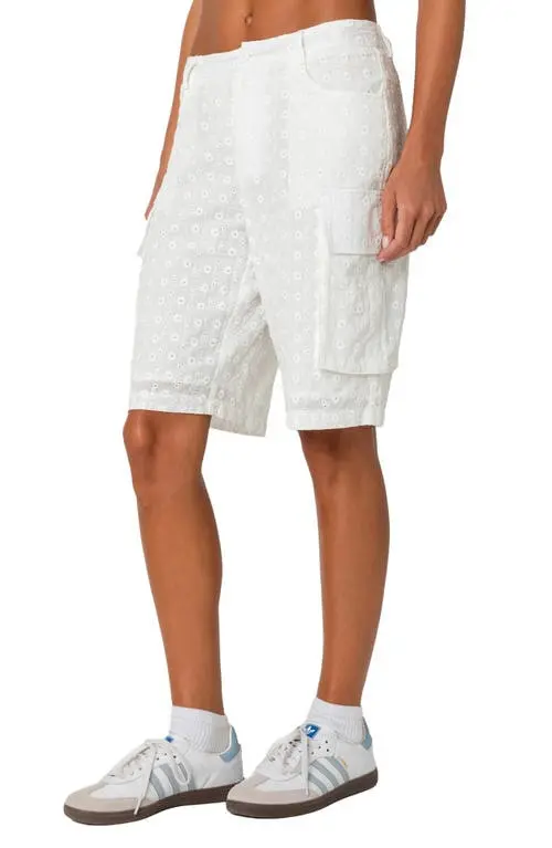 EDIKTED Eyelet Cargo Bermuda Shorts