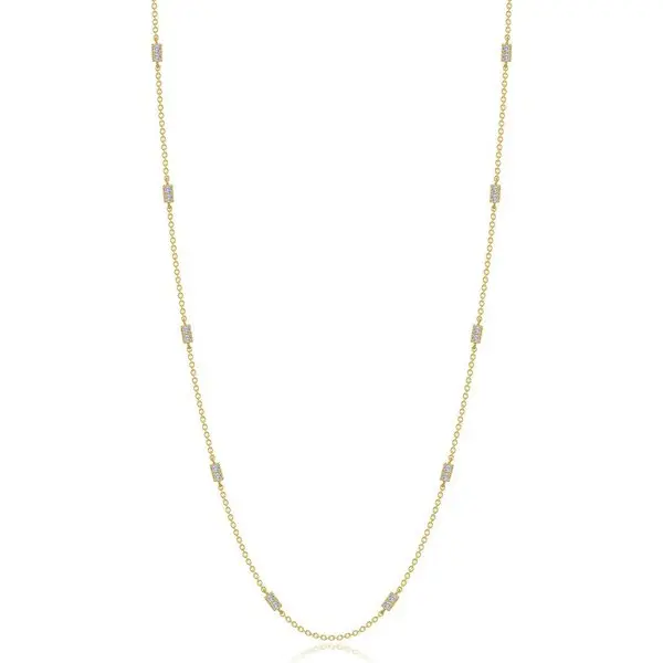 Lafonn Simulated Diamond Station Necklace - Gold/white