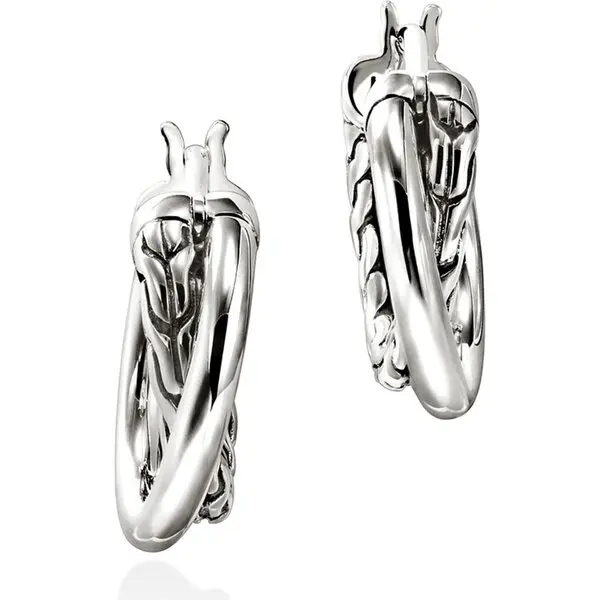 John Hardy Essentials Crossover Hoop Earrings - Silver