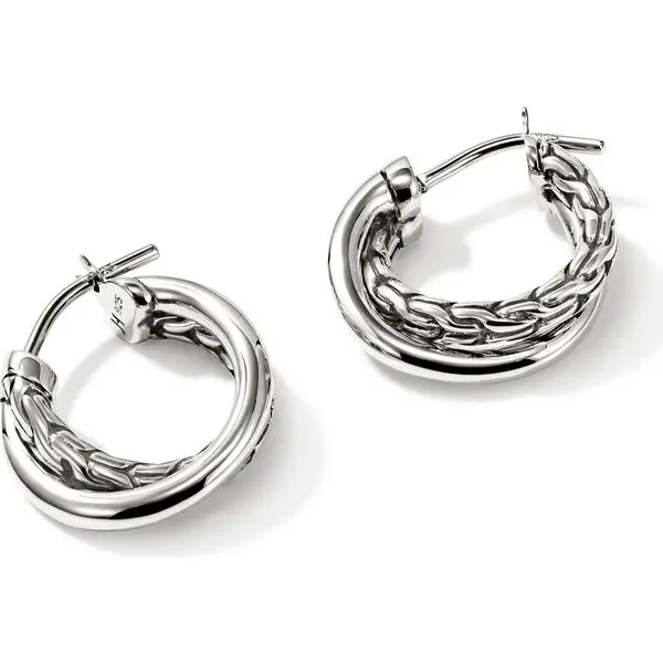 John Hardy Essentials Crossover Hoop Earrings - Silver