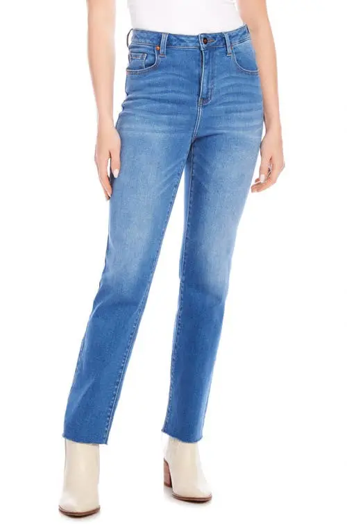 Karen Kane Raw Hem Straight Leg Jeans - Den