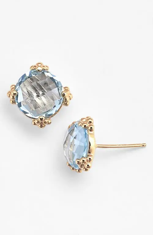 Anzie Dew Drop Stud Earrings - Blue Topaz/yellow Gold