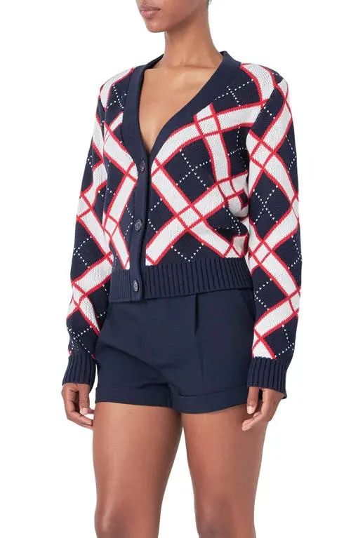 Endless Rose Diamond Pattern Cardigan