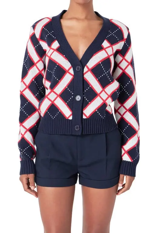 Endless Rose Diamond Pattern Cardigan