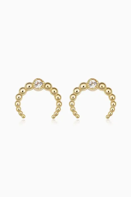 ORADINA 14k Wall St. Beaded Mini Stud Earrings - Yellow Gold