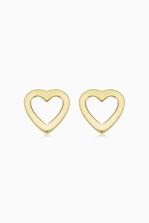 ORADINA 14k Open Heart Stud Earrings - Yellow Gold