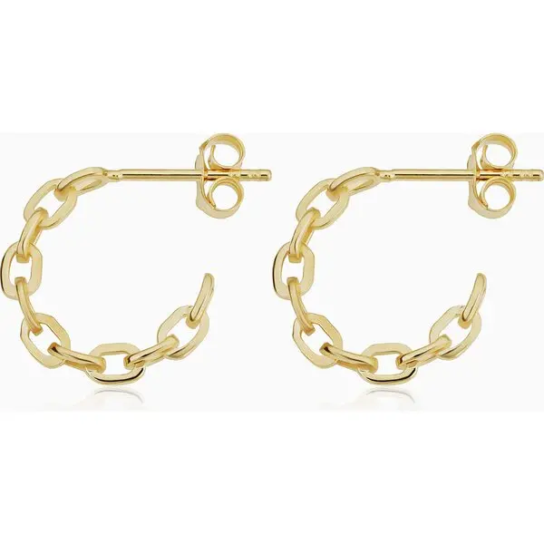 ORADINA 14k Venice Link Mini Hoop Earrings - Yellow Gold
