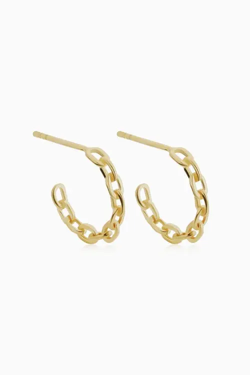 ORADINA 14k Venice Link Mini Hoop Earrings