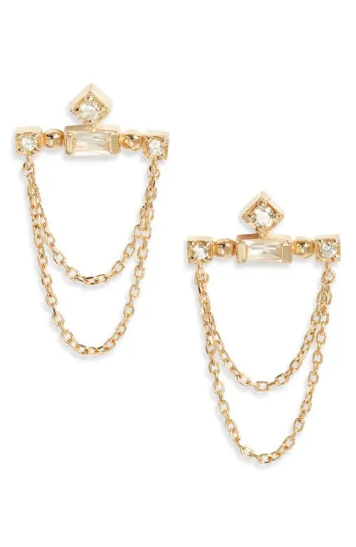 Anzie Cléo Bar Chain Drop Earrings - Yellow Gold