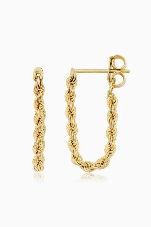 ORADINA 14k Roman Rope Drop Earrings - Yellow Gold