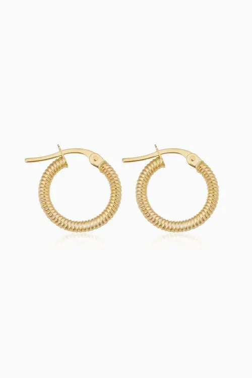 ORADINA 18k Ribbed Mini Hoop Earrings