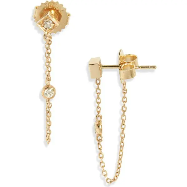 Anzie Cléo Rhombus Chain Drop Earrings - Yellow Gold