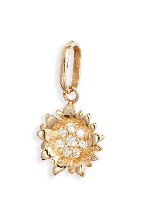 Anzie Hope Sunflower Pavé Diamond Pendant - Yellow Gold