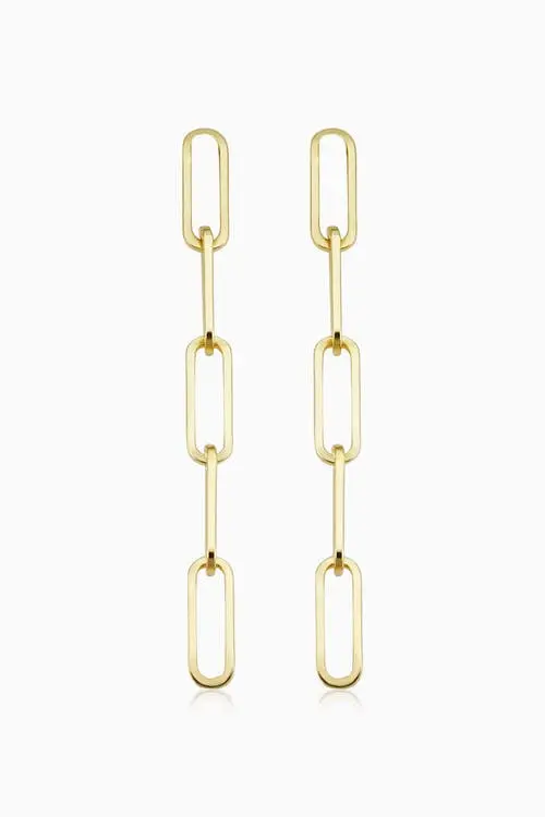 ORADINA 14k Venice Link Drop Earrings - Yellow Gold