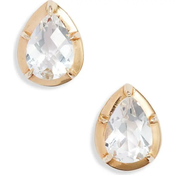 Anzie Mélia Pear Topaz Stud Earrings - Yellow Gold