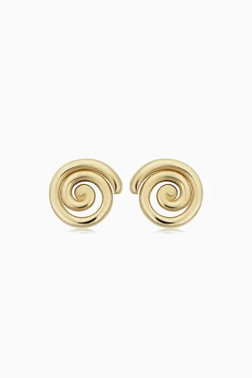 ORADINA 14k Da Vinci Round Stud Earrings - Yellow Gold