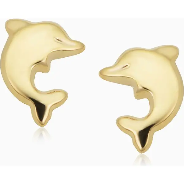 ORADINA 14k Dolphin Stud Earrings - Yellow Gold