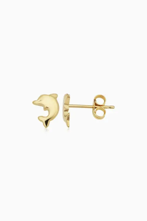 ORADINA 14k Dolphin Stud Earrings