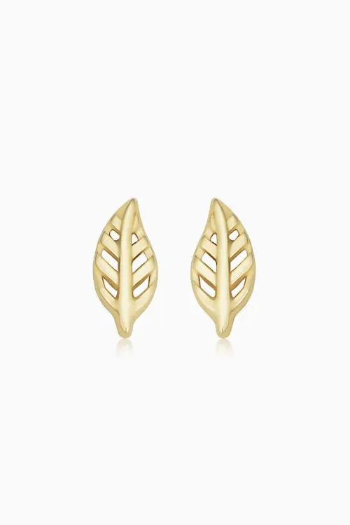 ORADINA 14k Leaf Stud Earrings