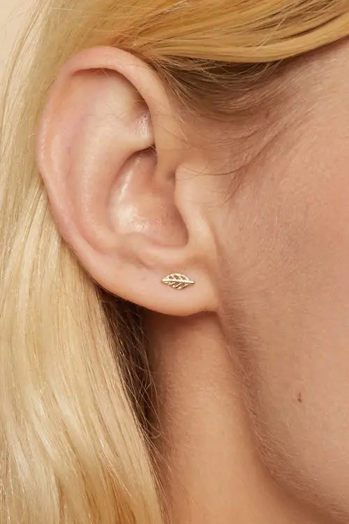 ORADINA 14k Leaf Stud Earrings