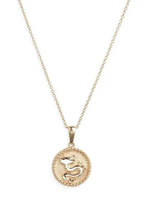 Anzie Dew Drop Dragon Pendant Necklace - Gold