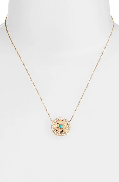 Anzie Classique Royale Evil Eye Disk Necklace - Turquoise/aqua