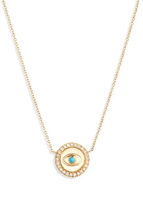 Anzie Mini Royale Evil Eye Turquoise & Diamond Necklace - Turquoise/aqua