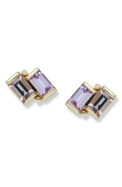 Anzie Cléo Deux Carré Stud Earrings - Pink
