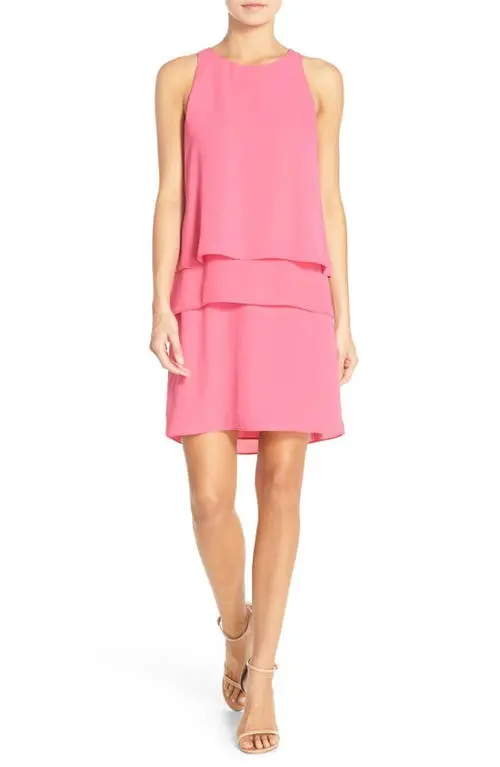 Charles Henry Layered Shift Dress - Pink | Editorialist