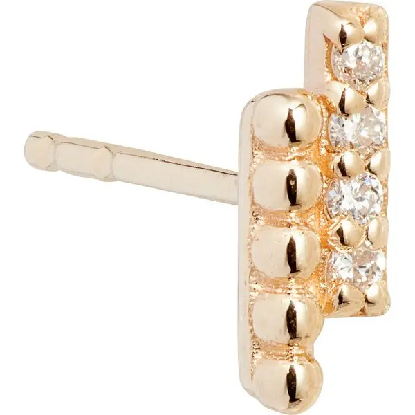 Anzie Dew Drop Diamond & Bead Bar Stud Earrings - Yellow Gold
