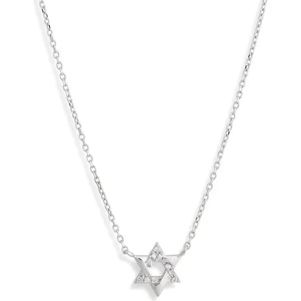 Anzie Love Letter Pavé Diamond Star Of David Necklace - Silver