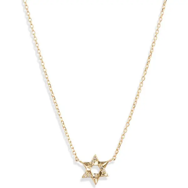 Anzie Love Letter Pavé Diamond Star Of David Necklace - Yellow Gold/diamond