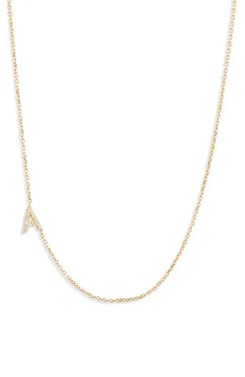 Anzie Love Letter Pavé Diamond Initial Pendant Necklace - Gold-a