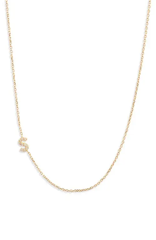 Anzie Love Letter Pavé Diamond Initial Pendant Necklace - Gold-s