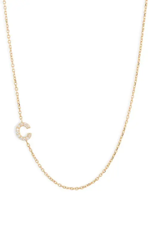 Anzie Love Letter Pavé Diamond Initial Pendant Necklace - Gold