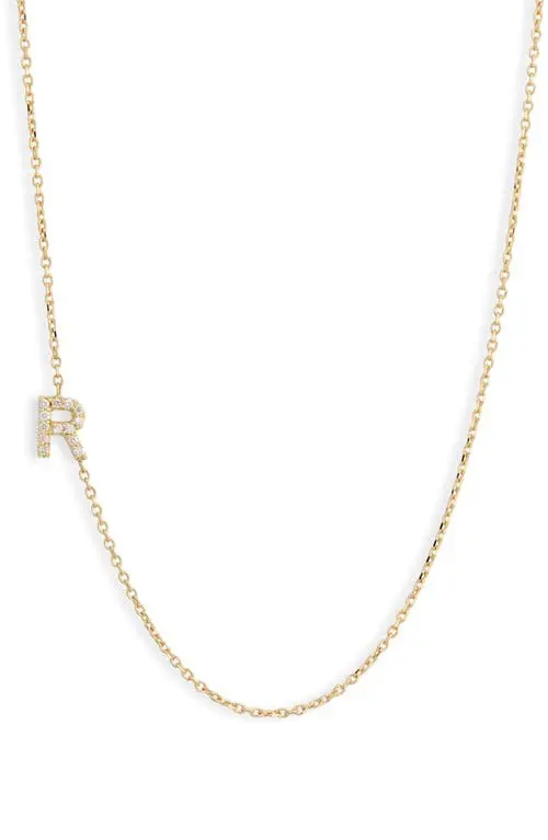 Anzie Love Letter Pavé Diamond Initial Pendant Necklace - Gold