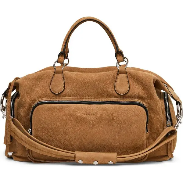 AIMEE Away We Go Leather Duffle Bag - Latte Nubuck